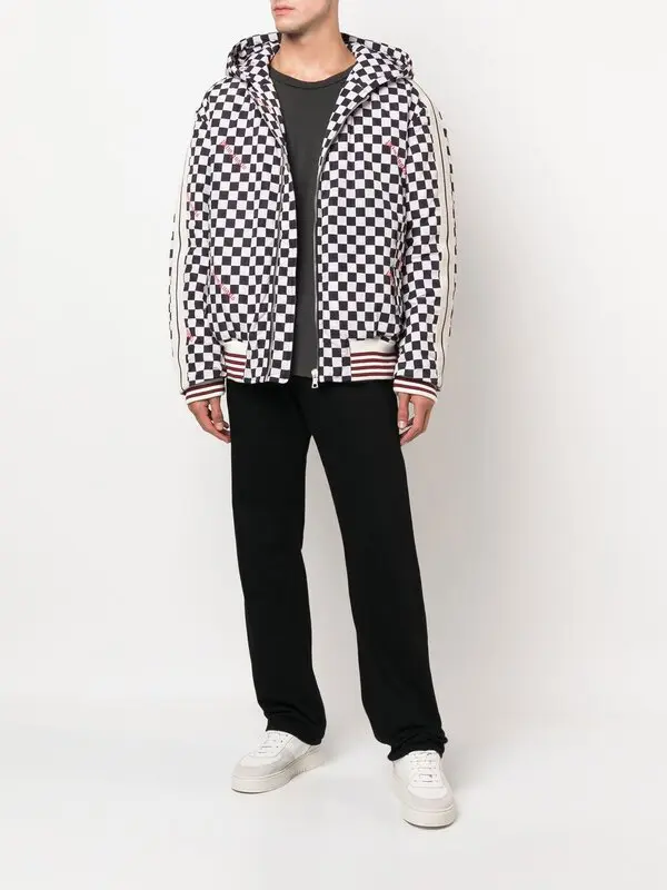 Palm Angels Zip-up Hooded Jacket - Black