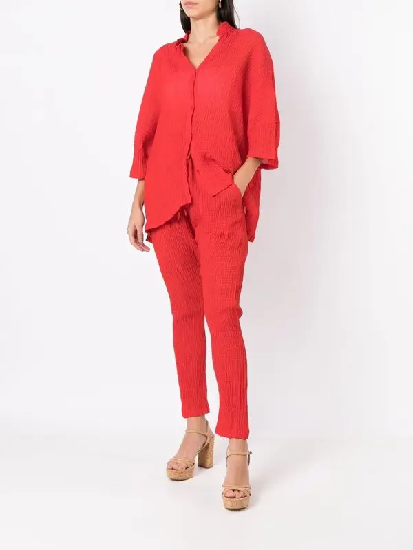 AMIR SLAMA Crinkle-effect Silk Trousers - Red