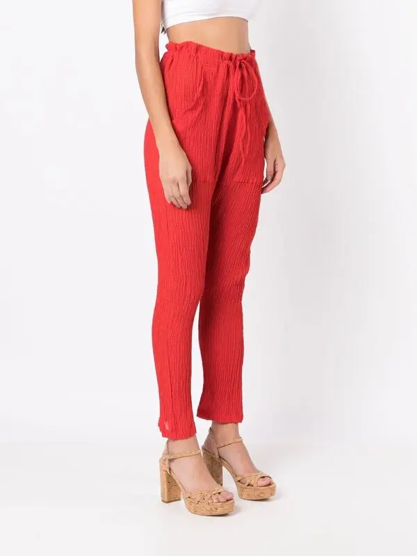 AMIR SLAMA Crinkle-effect Silk Trousers - Red