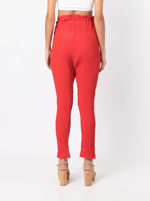 AMIR SLAMA Crinkle-effect Silk Trousers - Red