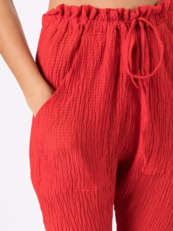 AMIR SLAMA Crinkle-effect Silk Trousers - Red
