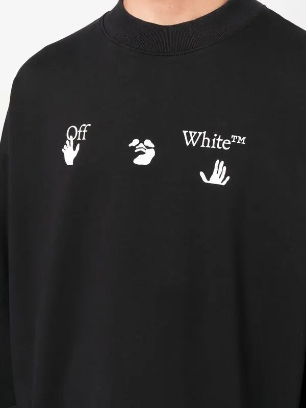Off-White Cotton Sweatshirt With Swimming Logo