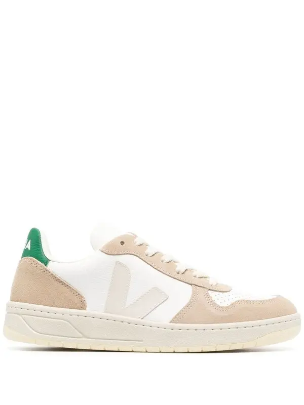 VEJA V-10 Panelled Lace-up Sneakers - White