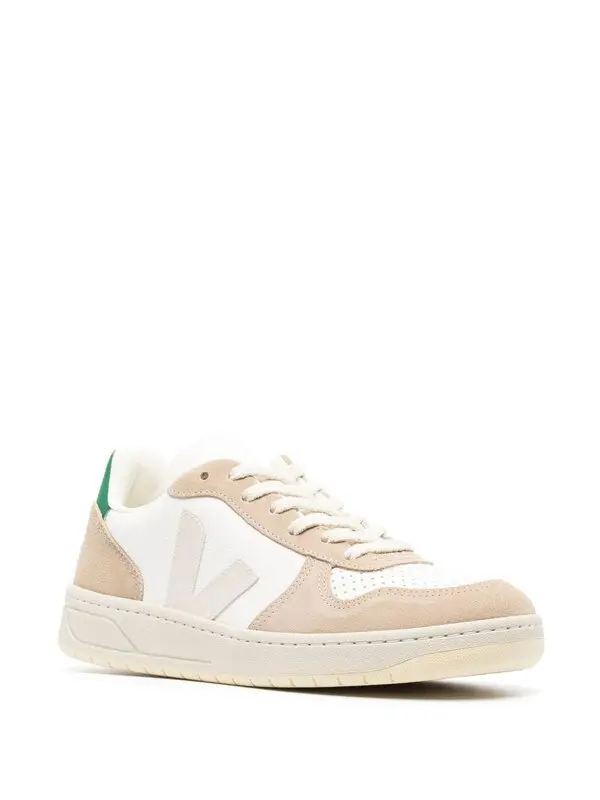 VEJA V-10 Panelled Lace-up Sneakers - White