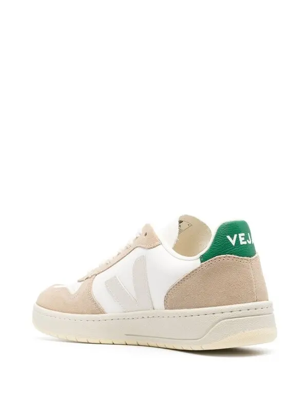 VEJA V-10 Panelled Lace-up Sneakers - White