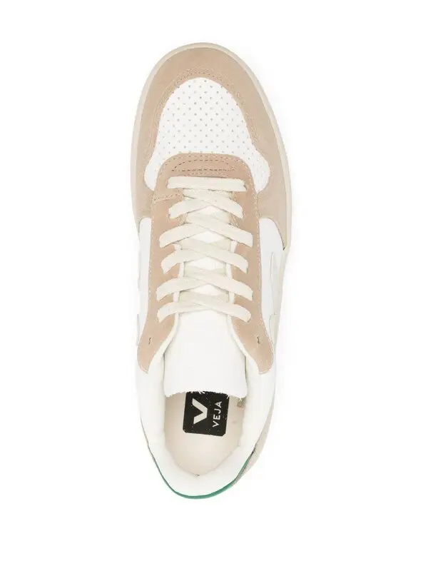 VEJA V-10 Panelled Lace-up Sneakers - White