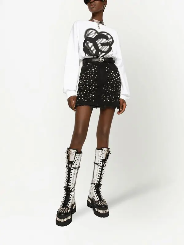 Dolce & Gabbana Studded Denim Miniskirt