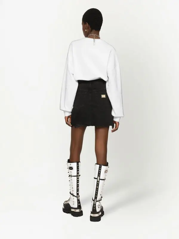 Dolce & Gabbana Studded Denim Miniskirt