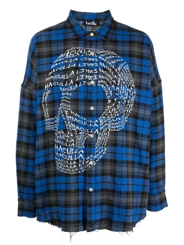 HACULLA. Check-print Skull Shirt - Blue