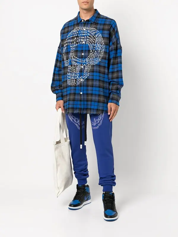 HACULLA. Check-print Skull Shirt - Blue