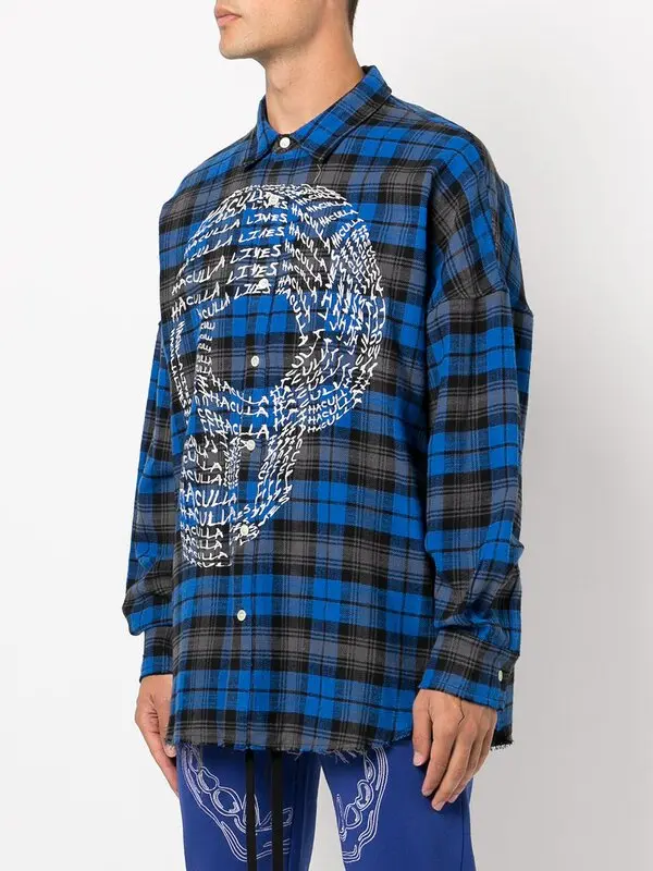 HACULLA. Check-print Skull Shirt - Blue