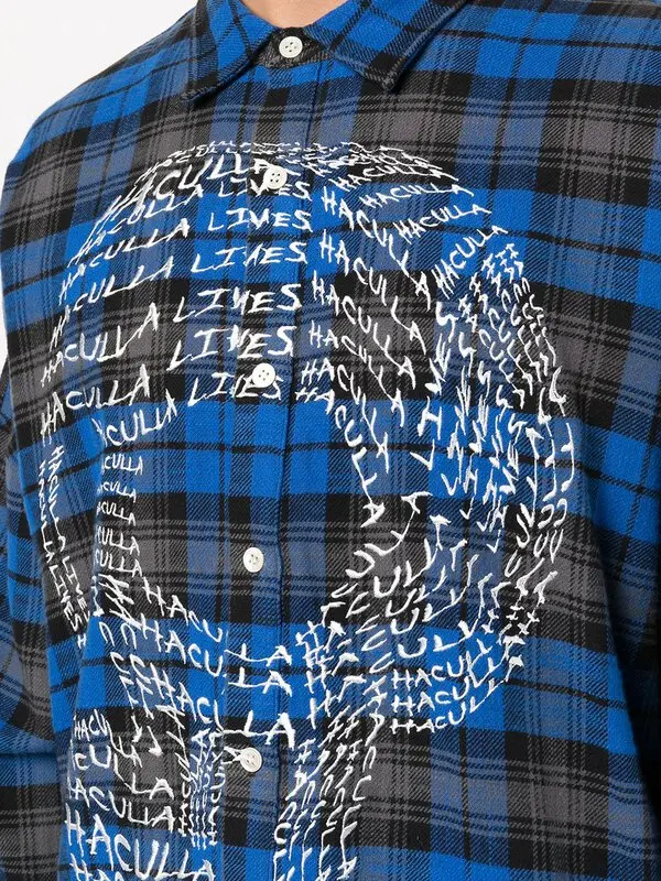 HACULLA. Check-print Skull Shirt - Blue