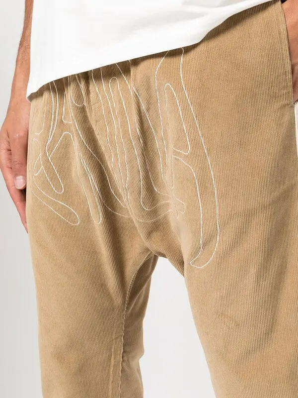 HACULLA. Embroidered-logo Ribbed Drop-crotch Pants
