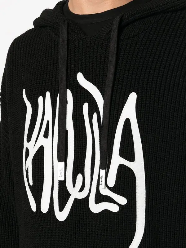 HACULLA. Logo-print Distressed Knitted Hoodie