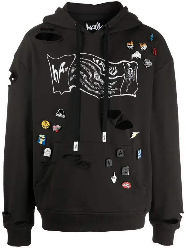 HACULLA. Distressed Pin-detailed Hoodie