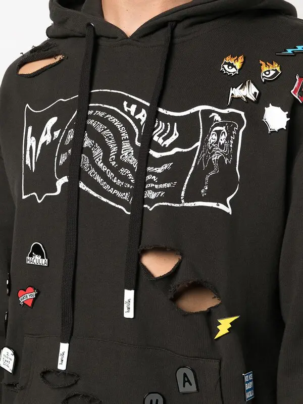 HACULLA. Distressed Pin-detailed Hoodie