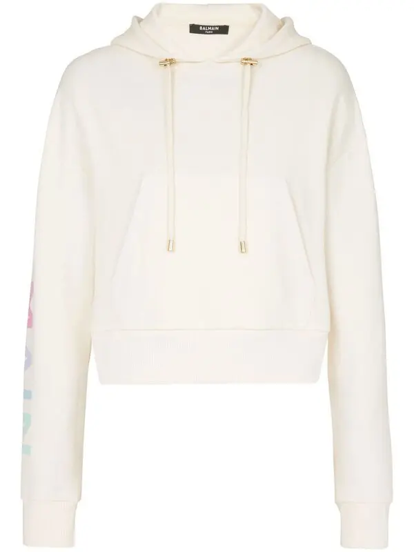 Balmain Cropped Logo Hoodie