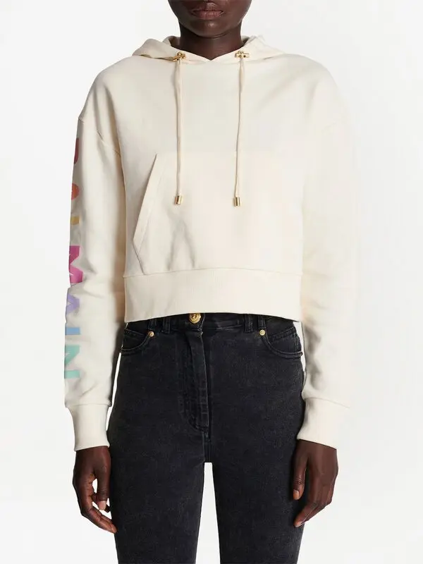 Balmain Cropped Logo Hoodie