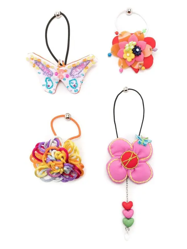 AMIR SLAMA Floral Appliqué Hair Tie - Multicolour
