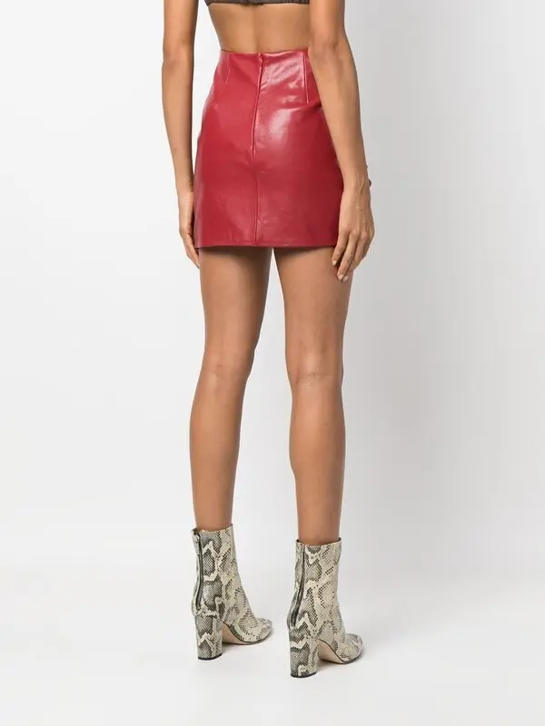 THE MANNEI Ruched Mini Skirt - Red