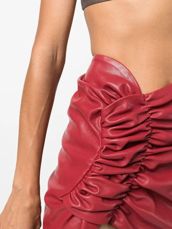 THE MANNEI Ruched Mini Skirt - Red