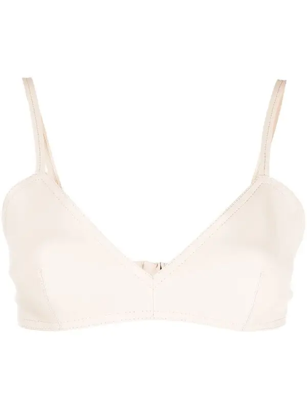 THE MANNEI Sierra Leather Cropped Tank Top - Neutrals