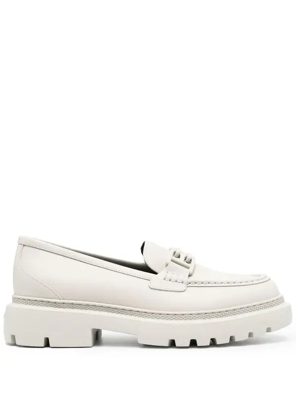 Bally Tonal Logo-plaque Loafers - Neutrals