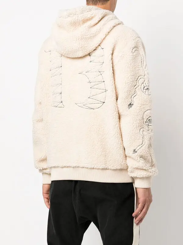 HACULLA. Faux Shearling Zip-up Hoodie - Neutrals
