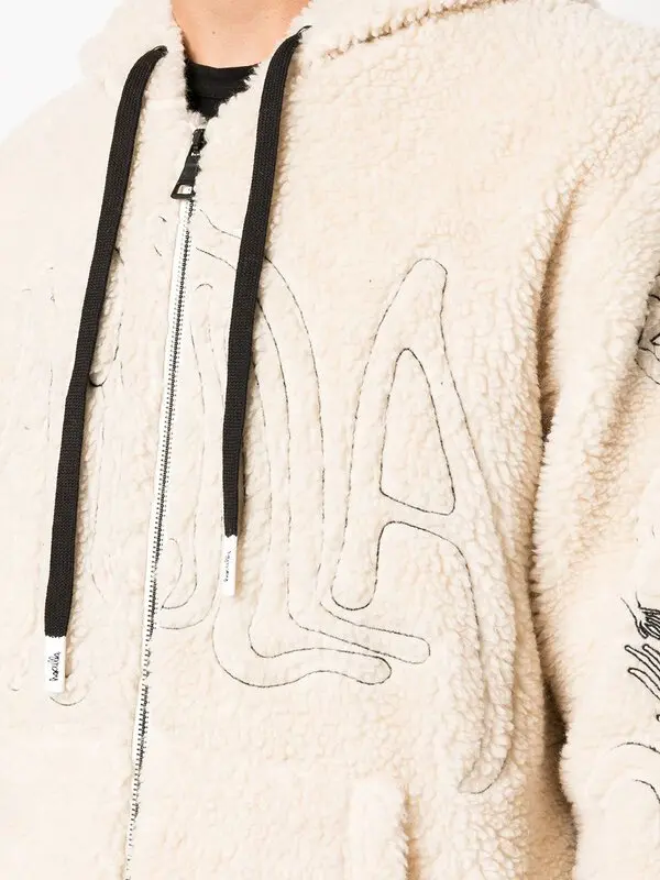 HACULLA. Faux Shearling Zip-up Hoodie - Neutrals