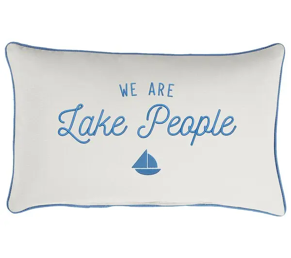 SORRA HOME Sunbrella Lumbar Embroidered Pillow 'we Are L Ake People - One-color