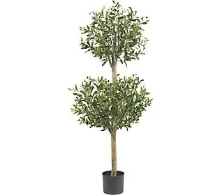 NEARLY NATURAL 4.5' Olive Double Topiary Silk Tree Nearly N Atural