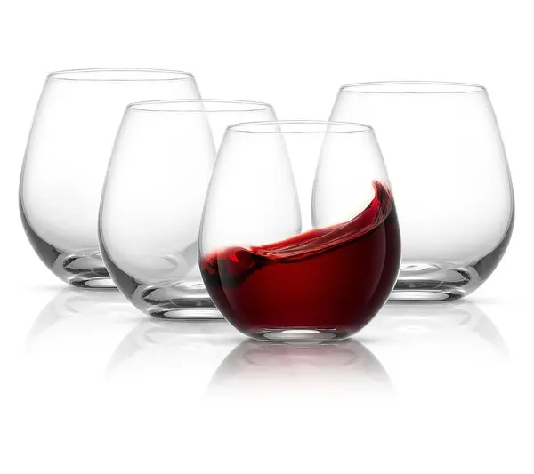 JOYJOLT Set Of Four 15oz Spirits Stemless Cryst L Wine Glasses - One-color