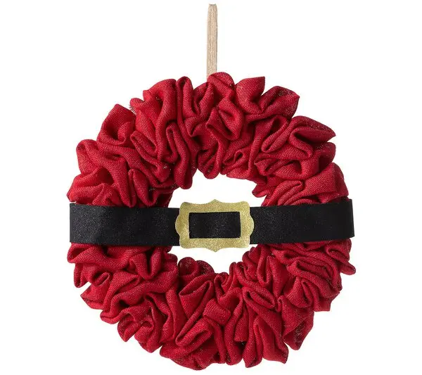 GLITZHOME Santa's Belt 18' Christmas Wreath - One-color