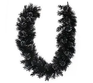 NORTHLIGHT 9'l Prelit Battery-operated Black Fa Ux Garland - One-color
