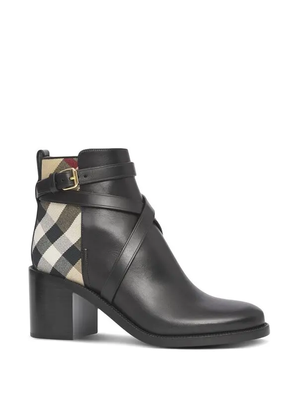 Burberry House Check Mid-heel Boots - Black