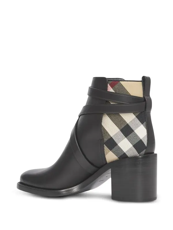 Burberry House Check Mid-heel Boots - Black
