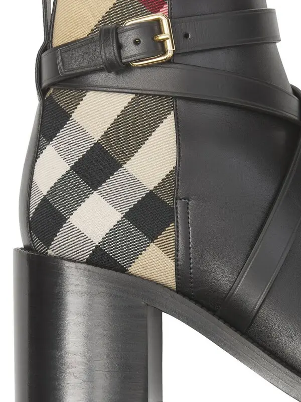 Burberry House Check Mid-heel Boots - Black