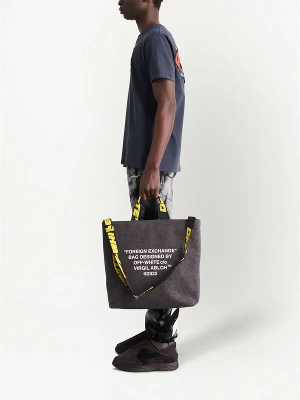 Off-White Tote Bag With Slogan Print