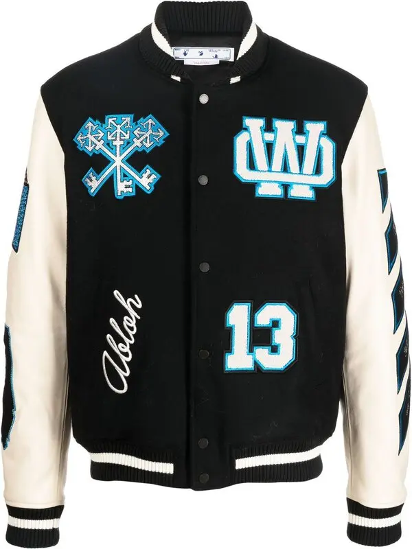 Off-White Logo-patch Varsity Jacket - Black