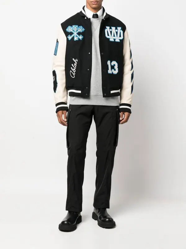 Off-White Logo-patch Varsity Jacket - Black