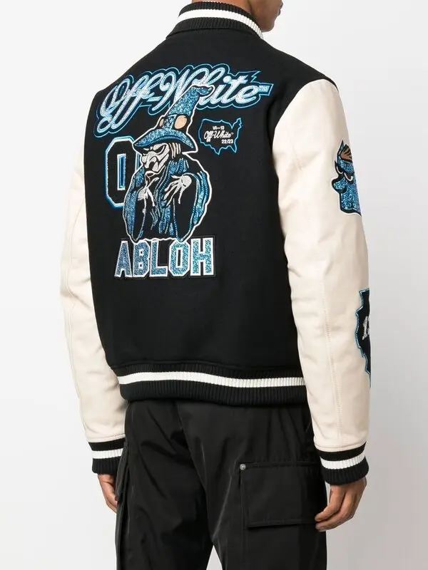 Off-White Logo-patch Varsity Jacket - Black