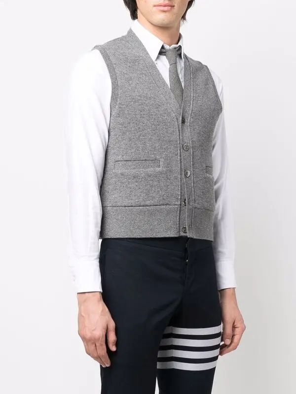 Thom Browne Sleeveless Cashmere Cardigan - Grey
