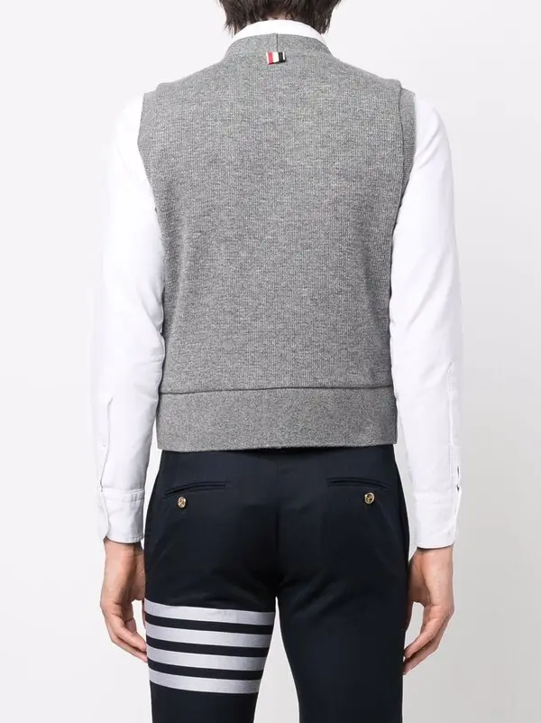 Thom Browne Sleeveless Cashmere Cardigan - Grey