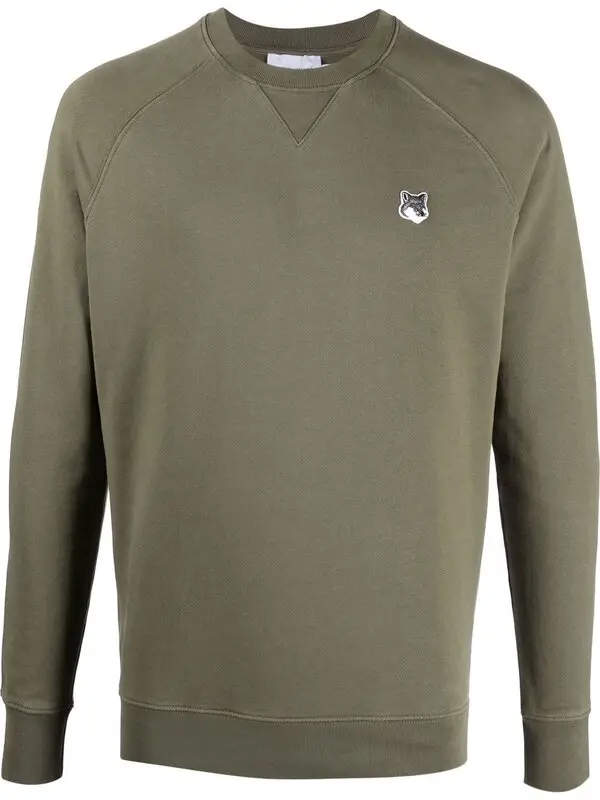 Maison Kitsuné Crew Neck Sweatshirt With Logo Patch - Green