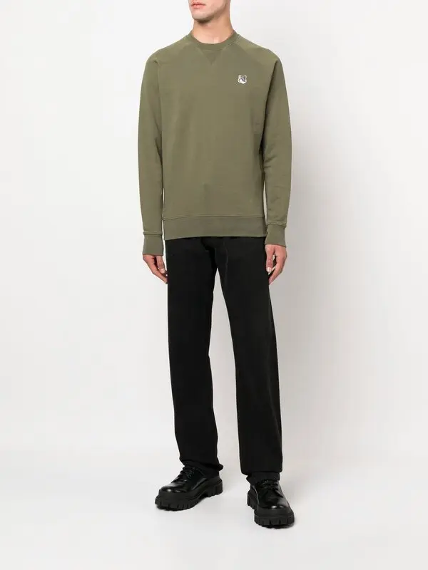 Maison Kitsuné Crew Neck Sweatshirt With Logo Patch - Green