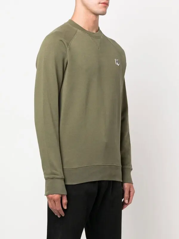 Maison Kitsuné Crew Neck Sweatshirt With Logo Patch - Green