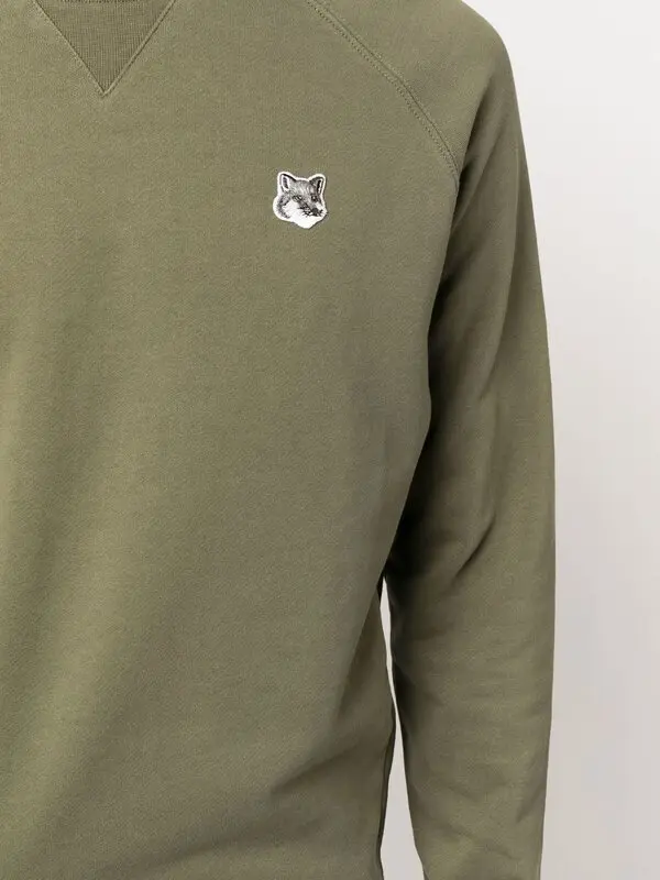 Maison Kitsuné Crew Neck Sweatshirt With Logo Patch - Green