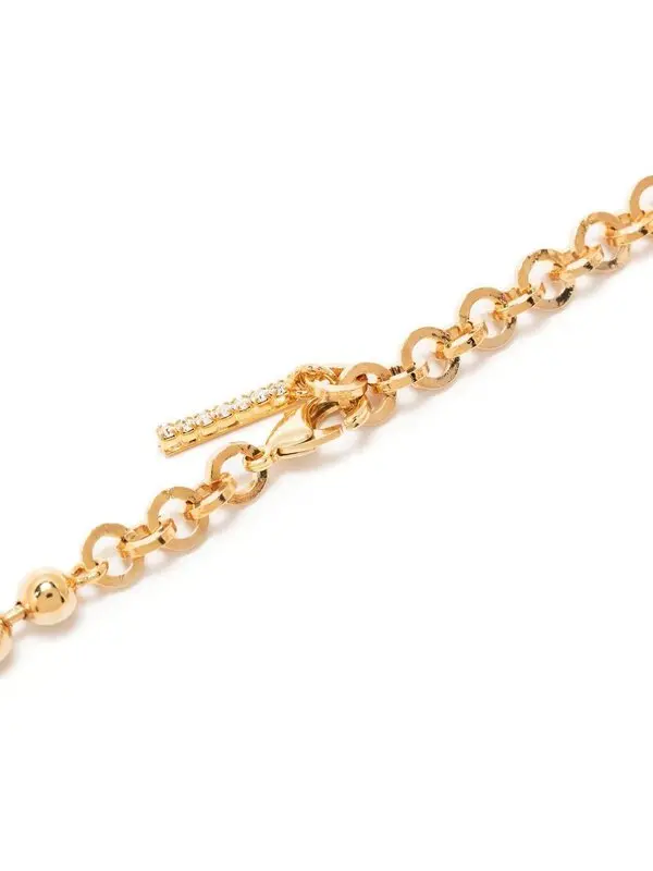 Alessandra Rich Fringed Crystal-bead Embellished Necklace - Gold