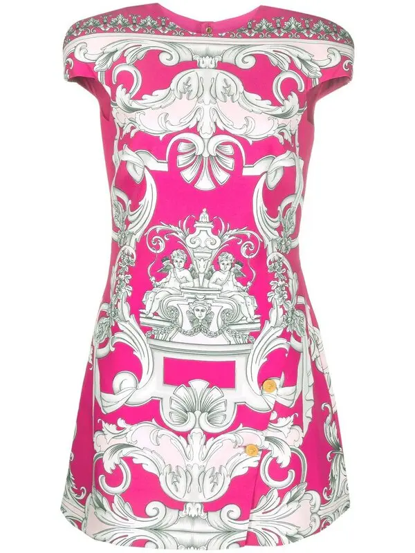 Versace Silver Baroque Mini Shift Dress