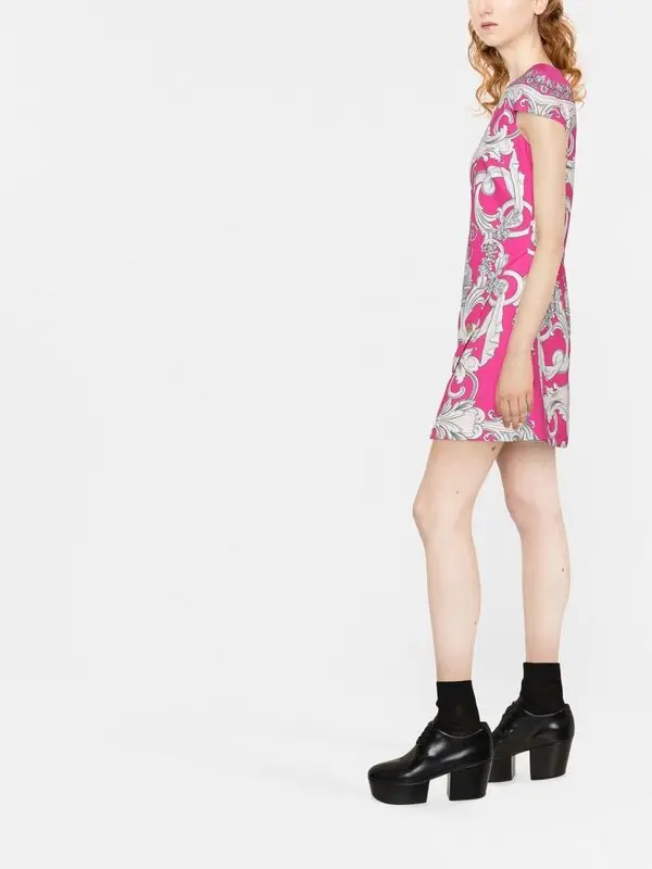 Versace Silver Baroque Mini Shift Dress